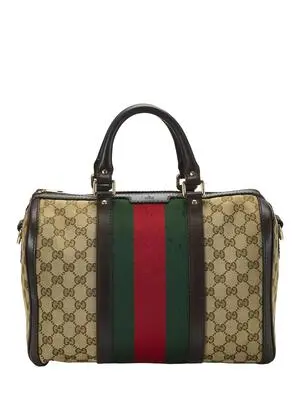 Gucci Original Gg Vintage Web Boston Bag - Brown