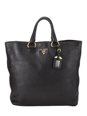 Prada Vitello Daino Shopping Tote - Black