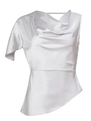 Fleur Du Mal Asymmetrical Silk Top - Platinum
