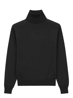 Saint Laurent Cashmere, Wool, And Silk Turtleneck Pullover - Black