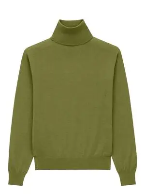 Saint Laurent Cashmere, Wool, And Silk Turtleneck Pullover - Green