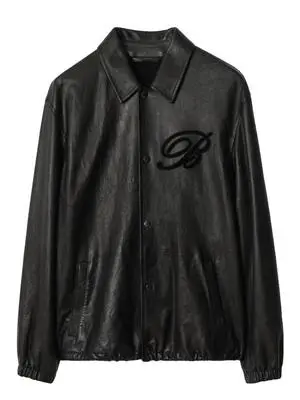 Burberry Cursive Logo Leather Overshirt - Black