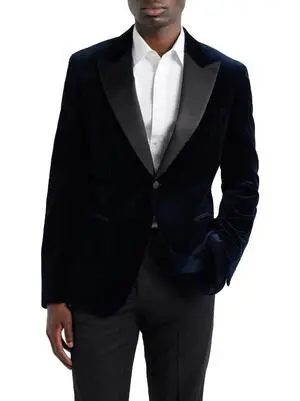 BOSS Hutson Cotton Velvet Dinner Jacket - Dark Blue