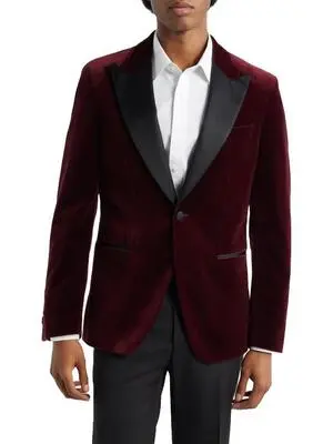 BOSS Hutson Cotton Velvet Dinner Jacket - Dark Red