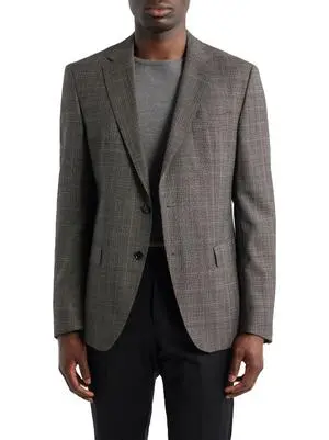 BOSS Hutson Crosshatch Virgin Wool Sport Coat - Dark Brown