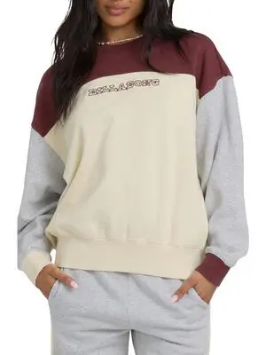 BILLABONG Embroidered Colorblock Cotton-blend Fleece Sweatshirt - Pinot