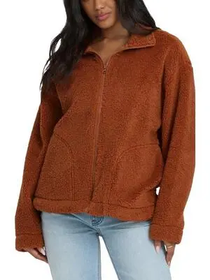 BILLABONG Sun City Embroidered Faux Shearling Jacket - Cashew