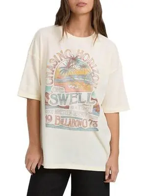 BILLABONG The Sun Rises Oversize Cotton Graphic T-shirt - White Cap