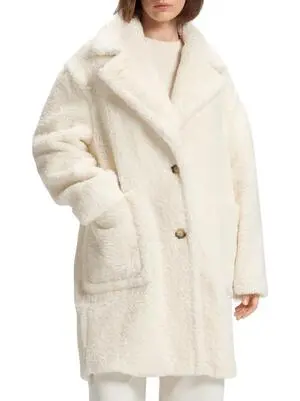 Hugo Boss Catedy Faux Shearling Coat - Open White
