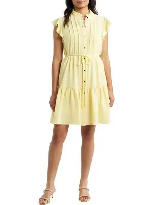 Julia Jordan Flutter-Sleeve Shirtdress Yellow