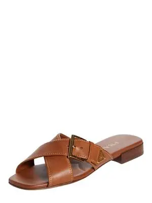 Prada Square-toe Italian-leather Sandal - Cuoio