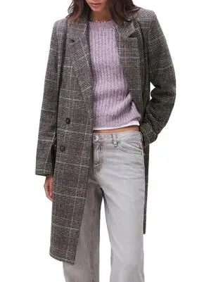 Mango Longline Tweed Coat - Grey