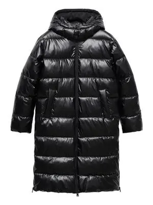 Mango Hooded Puffer Coat - Black
