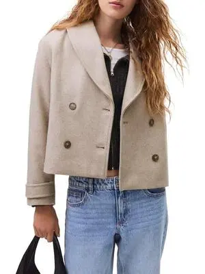 Mango Wool-blend Crop Coat - Ecru