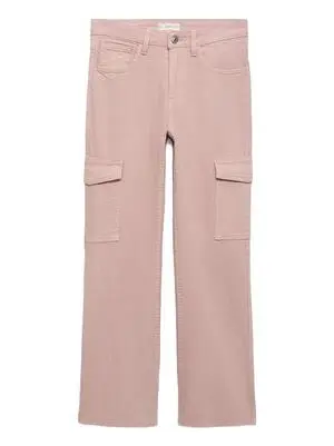 Mango Flared Stretch Cargo Jeans - Pastel Pink