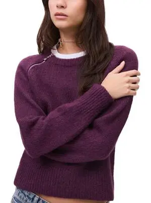 Mango Zip Trim Sweater - Maroon