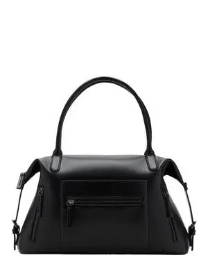 Mango Large Structured Faux Leather Shoulder Bag - Black