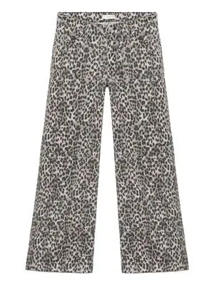 Mango Leopard Print Wide Leg Jeans - Denim Grey