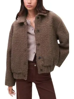 Mango Faux Shearling Bomber Jacket - Brown