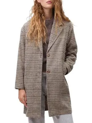 Mango Longline Tweed Coat - Beige