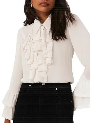 Mint Velvet Ruffle Detail Shirt - Ivory