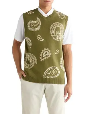 MALBON Paisley Sweater Vest - Olivine