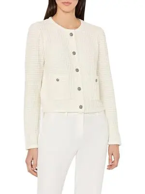 MILLY Sade Textured Cardigan - Ivory
