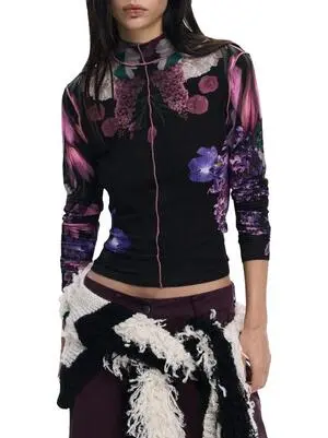 DESIGUAL Long Sleeve Floral Top