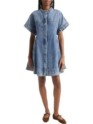 3.1 Phillip Lim Cotton Denim A-line Dress - Washed Medium Blue