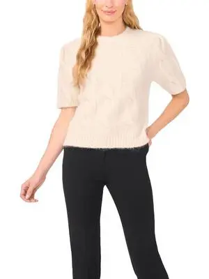 Ted Baker London Laila Cable Knit Short Sleeve Sweater - Daisy Cream