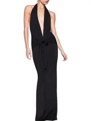 I.AM.GIA Ziva Plunge Halter Maxi Dress - Black