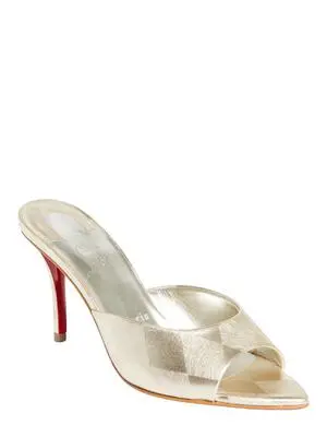 CHRISTIAN LOUBOUTIN Miss Z Metallic Pointed Toe Sandal - Platino Chiaro