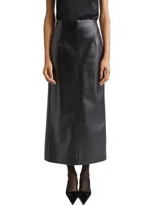 TOTEME Straight Leather Skirt - Black