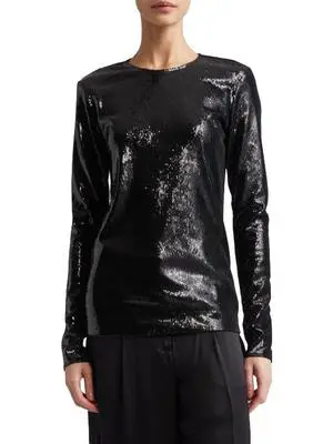 TOTEME Sequin-embellished Jersey Top - Black