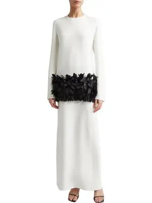 TOTEME Petal Long-sleeve Wool & Silk Dress - Off-white