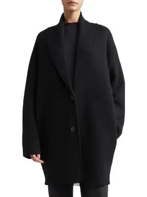 TOTEME Belted Shawl Collar Wool Cardigan - Black