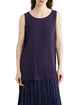 Eileen Fisher Sleeveless Silk Tunic Top - Aubergine