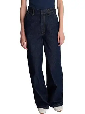 KENNETH COLE Wide Leg Trouser Jeans - Dark Indigo Rinse Wash