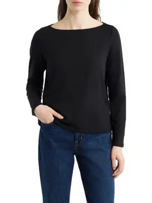 Eileen Fisher Bateau Neck Top - Black