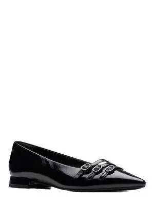 Clarks Sensa Triple Strap Flat - Black Pat