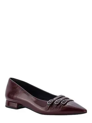 Clarks Sensa Triple Strap Flat Burgundy Patent
