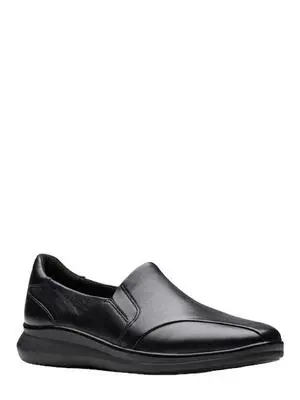 Clarks Lynelle Leather Wedge Flat Black Leather