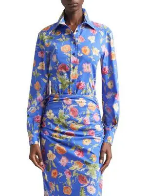 Carolina Herrera Poppy Print Button-up Shirt - Bluebell Multi
