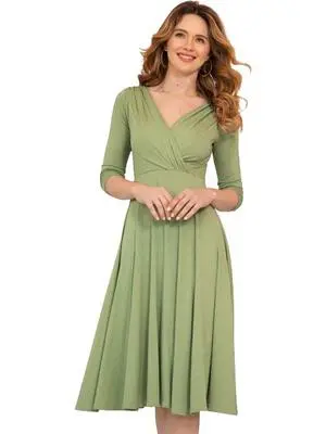 ALIE STREET LONDON Annie V-neck Midi Dress - Pistachio