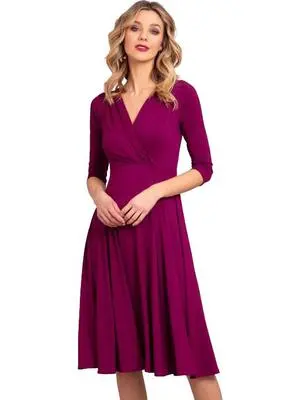ALIE STREET LONDON Annie V-neck Midi Dress - Plum Wine