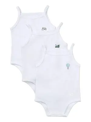MINIMOI 3-pack Baby Ribbed Cotton-rich Bodysuits - White White White