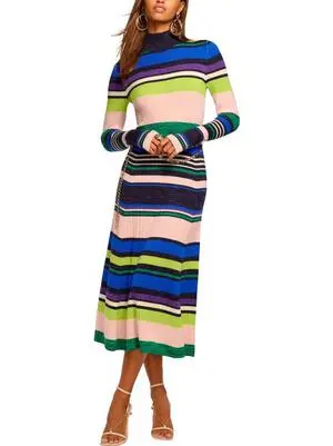 Ramy Brook Monaco Long Sleeve Sweater Dress - Ultramarine Stripe