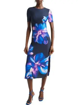 Ramy Brook Kamila Body-con Midi Dress - Navy Floral Jersey