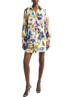 Ramy Brook Printed Carolyn Wrap-front Silk-blend Dress - Ivory Floral Silk