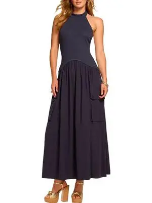 Ramy Brook Simonne Maxi Halter Dress - Navy